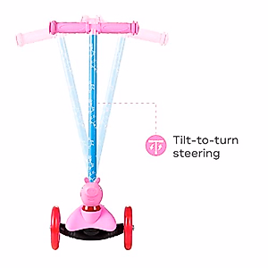 Sakar Self Balancing Toddler Scooter with Light-Up Wheels - Extra Wide Deck, 3 Wheel Platform, Foot Activated Brake, 75 Lbs Limit, Scooter for Kids Ages 3-5