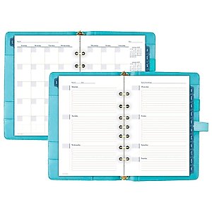 AT-A-GLANCE, Undated, 5-1/2" x 8-1/2", Desk Size, 7-Ring, Faux Leather Fashion, Teal (DR1118-040-42)