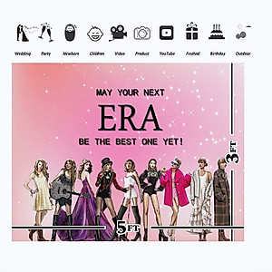 Taylor Singer Backdrop for Birthday 5x3ft Rose Pink Birthday Background Pop Star Taylor Birthday Decorations Banner for Girls 17th Vinyl Taylor Birthday Tapestry