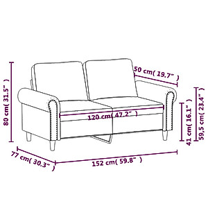 FAMIROSA 2-Seater Sofa Light Gray 47.2" Velvet (Weight: 51.81 lbs)