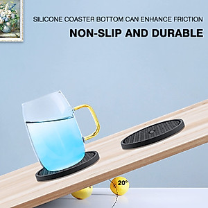 Coasters for Drinks,Black Coasters for Coffee Table -Soft Coasters Set Cup Mat -Coffee Table Coasters for Drinks Absorbent -Kitchen Decor -Coffee Table Decor (Diamond, 2Pack-Black)