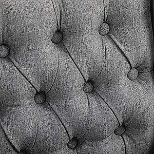 HOMCOM 26.25" Counter Height Bar Stools Set of 2, Tufted Wingback Armless Upholstered Dining Chair with Rubber Wood Legs, Grey