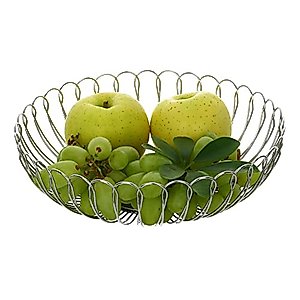 YBM HOME Fruit Basket Bowl for Kitchen Counter, Cabinet, and Pantry - Decorative Countertop Centerpiece Stainless Steel Wire Design Perfect as Fruit, Vegetable, Bread Storage Bowl Holder, 12112