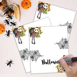 Halloween Table Place Cards, Editable Name Place Cards, 25 Pack Buffet Food Tent Labels, Double Design Name Cards, Halloween Thanksgiving Party Decorations, Easy Folding for Dinner Party - L528