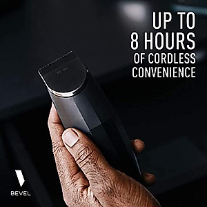 Bevel Beard Trimmer for Men - Black Edition Cordless Trimmer, 8 Hour Rechargeable Battery Life, Tool Free Adjustable Zero Gapped Blade, Barber Supplies, Mustache Trimmer
