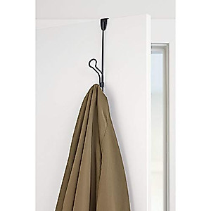 iDesign Ryland Over-The-Door Single Double Hook Storage Organizer Rack for Closets, Bedrooms, Bathrooms, 1.2" x 4.34" x 9.99", Matte Black