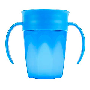 Dr. Brown's Milestones Cheers 360 Cup Spoutless Transition Cup with Handles for Easy Grip & Leak-Free Learning, Blue, 7oz/200mL, 6m+ (Colors May Vary)