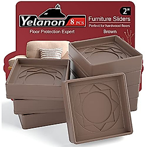 Furniture Coasters 8 Pcs 2” Furniture Caster Cups Non Slip Furniture Pads Hardwoods Floors Non Skid Furniture Grippers, Rubber Furniture Feet, Anti Slide Floor Protector for Bed Couch Stoppers Brown