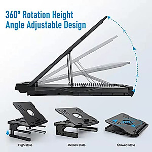 Laptop Stand for Desk Adjustable Height, 2-Layer Laptop Riser with 360 Swivel Base, Portable Ergonomic Computer Stand Holder, Foldable Laptop Stand Compatible with MacBook, All Laptops 10-15.6", Black