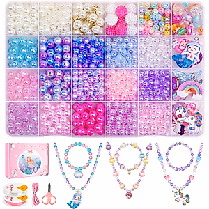 DUDUCOFU 900Pcs Mermaid Bracelet Making Kit for Girls Kids Charm DIY Beads for Jewelry Making, Friendship Bracelet Kit with Ocean Pearl Shell Butterfly Beads for Bracelet Necklace Making