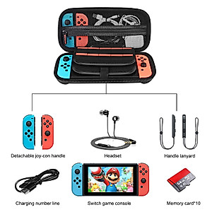 TYUOBOX Switch Carrying Case - Protective Hard Shell Travel Switch Case for Nintendo Switch/Switch OLED Console & Accessories, Carry 20 Games Cartridges Pouch, Black