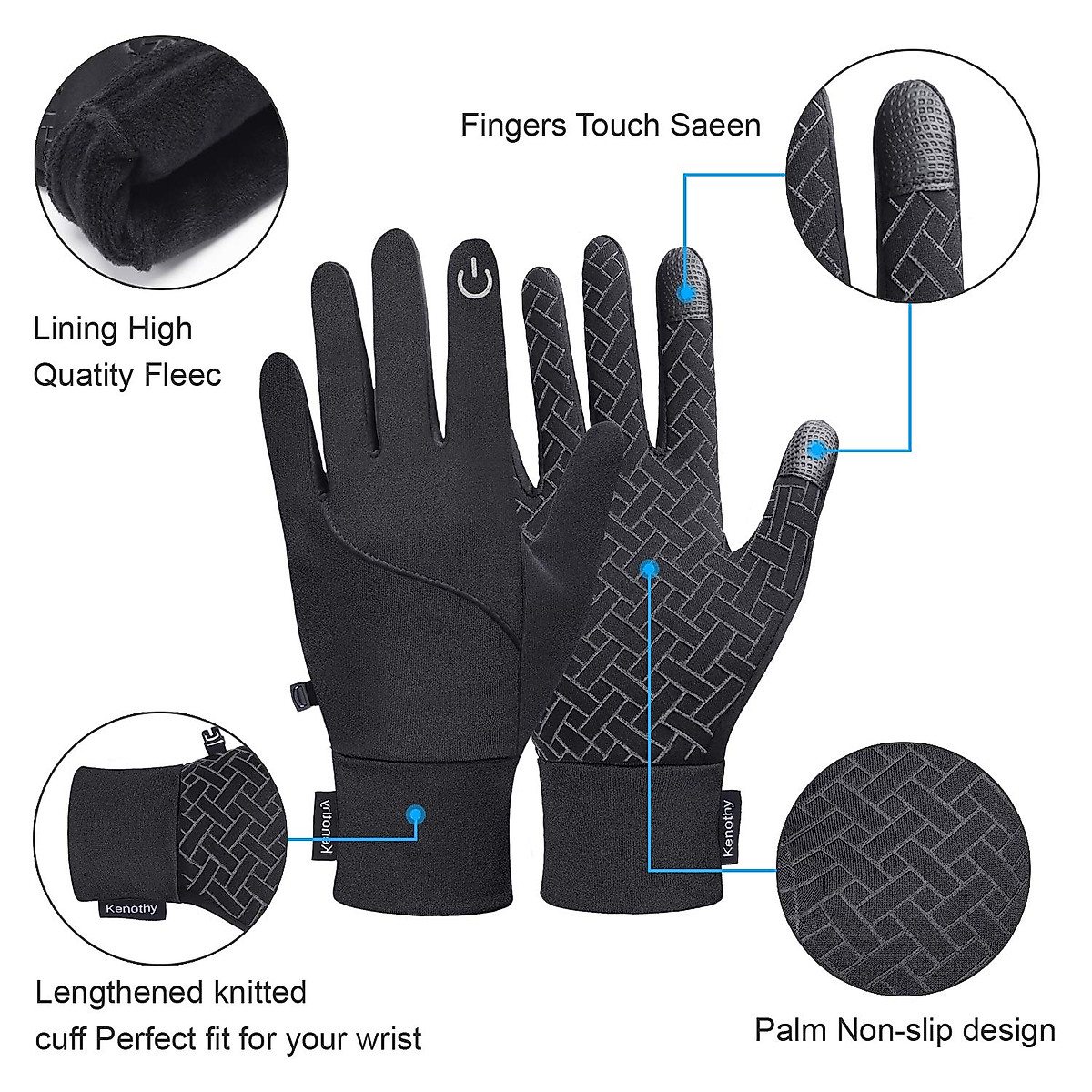 Winter Gloves for Men Women Thermal Touch Screen Water Resistant Windproof Anti Slip Heated Warm Glove for Cycling Running Biking Driving Hiking
