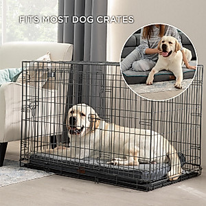 Bedsure Memory Foam Dog Bed for Extra Large Dogs - Orthopedic Waterproof Pet Mat for Crate with Removable Washable Cover and Nonskid Bottom - Water-Resistant Plush Flannel Fleece Top Pet Bed, Grey