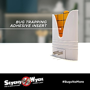 Stycky Wyck LED UV Bug Catcher (Multi-Pack) - Plug in Bug Catcher - Night Light - Safe for Indoor Use - Adhesive Inserts Included