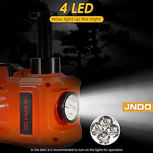 JNDO Electric Car Jack Kit 5 Ton Lifting Range 6.1 to 17.7 Inch Car Jack Hydraulic with Electric Wrench Floor Jack Built-in Inflatable Pump and Led Light Red
