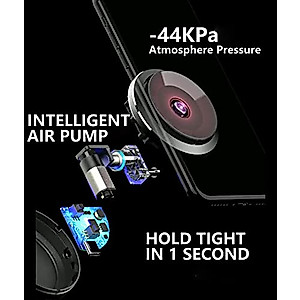 Unee Wireless Car Charger, Auto Air Suction Fast Charging Phone Mount Car Air Vent Cell Phone Holder Compatible iPhone/Android/Samsung/Pad/Ebook (Black)