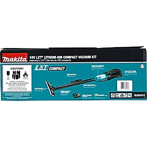 Makita XLC02R1B 18V LXT Lithium-Ion Compact Cordless Vacuum Kit (2.0Ah)