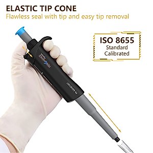 PER4MANCE Pipette - 100~1000µL Adjustable Single Channel Pipette, ISO Calibrated Low Plunger-Force Ergonomic Micropipette with Autoclavable Lower and Universal Tip Cone, Ultra-Light Precise Pipettor