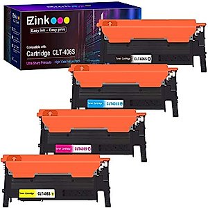 E-Z Ink (TM) Compatible Toner Cartridge Replacement for Samsung 406 406S CLT-K406S CLT-C406S CLT-M406S CLT-Y406S to use with Xpress C460W C410W (1 Black, 1 Cyan, 1 Magenta, 1 Yellow, 4 Pack)