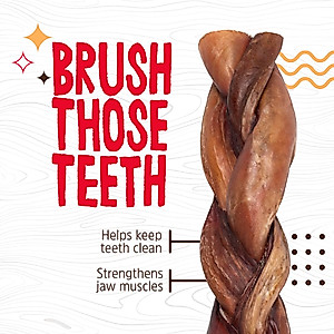 Dogfy Braided Power Bully Sticks Dog Chews (6”, 10-Pack), 2-in-1 Power Chews: Premium Beef Cheek Wrapped in Beef Pizzle, Braided Together for a Very Long Lasting Chew, Great for Medium Dogs