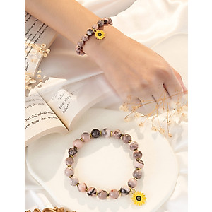 Dabem Sunflower Gifts for Women, Sunflower Bracelet Jewelry Birthday Valentines Day Easter Gifts for Women Beastfriend Bestie Sister