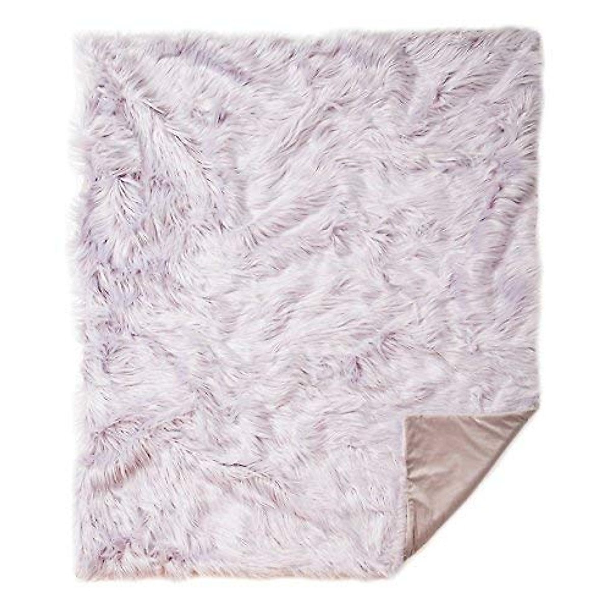 North End Decor Faux Fur Throw Blanket, Mongolian Long Hair Silver,