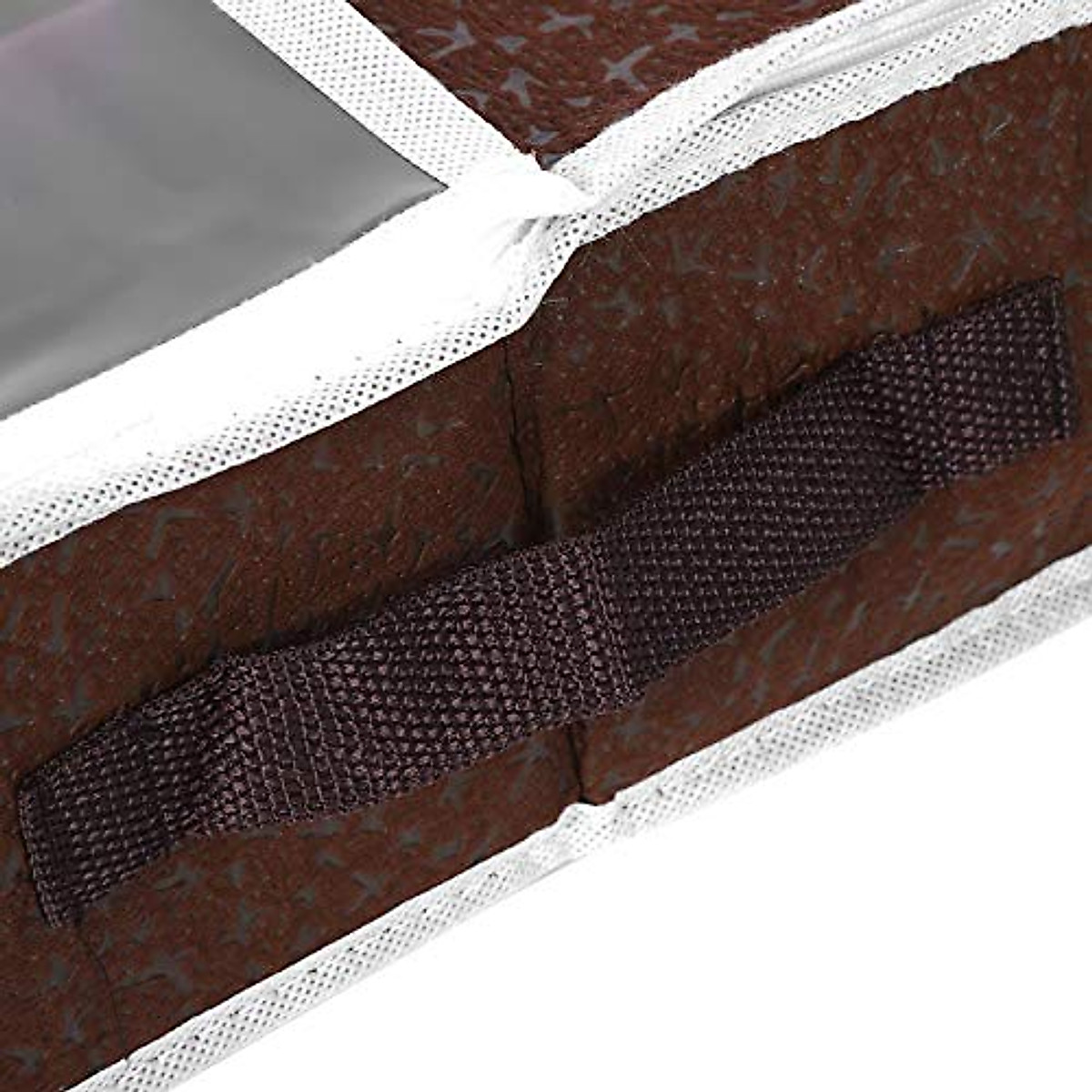 LIULDASHUN Clear Foldable Shoe Storage Boxes, Shoe Organizer Boxes, Adjust Dividers, Waterproof Shoes Storage Box with Zipper PVC Cover for Home Organization (L)