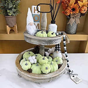BESTTOYHOME 12 Pcs Assorted Small Artificial Pumpkins Light Green Faux Pumpkins Rustic Harvest Decorative Pumpkins Foam Pumpkins for Fall Wedding Halloween Thanksgiving Table Centerpiece Mantel Décor