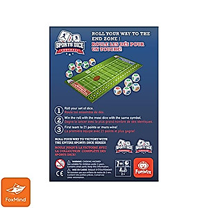 FoxMind Games: Sports Dice, Football, Roll Your Way to the End Zone, Easy to Learn, Fun to Play, Play with Up to 4 Players, For Ages 7 and up