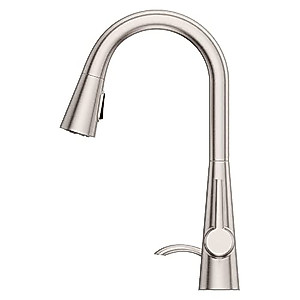 Pfister Barulli Kitchen Faucet with Pull Down Sprayer and Soap Dispenser, Single Handle, High Arc, Spot Defense Stainless Steel Finish, F5297BARGS