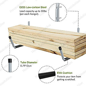 Housolution Heavy Duty Jumbo Arm Garage Hooks Set, 4 Pack Steal Utility Hooks Garage Storage Organizer Garden Hangers Wall Mount Cradle Set with 8PCS Screws and Anchors, Gray + Black Mat