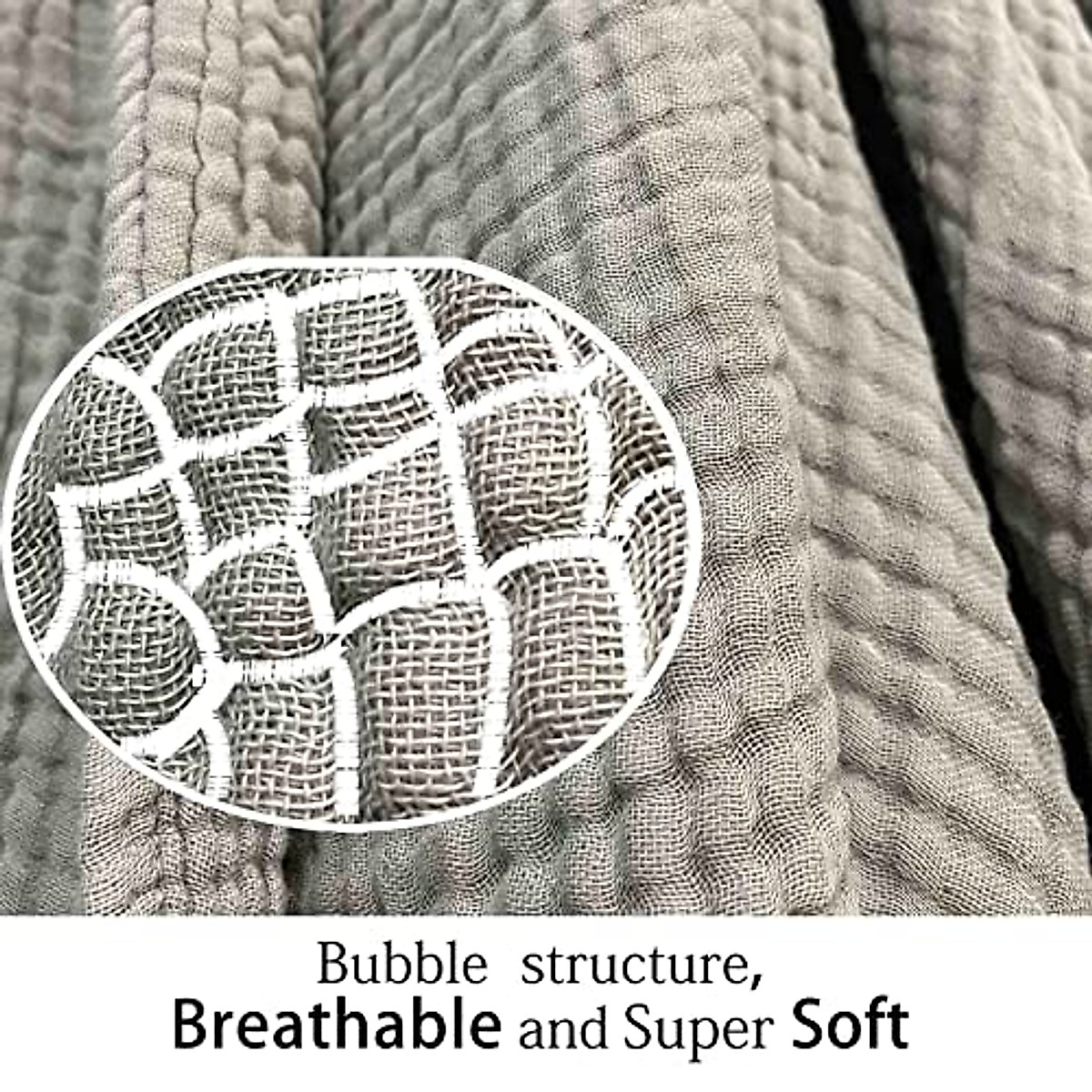 DerF HOME Muslin Cotton Bed Blanket for Couch Adult, 4-Layer Pre-Washed, Breathable Super Soft, Lightweight Summer Blanket Twin Bed Throw Blanket, (Light Grey 60"x80" inches)