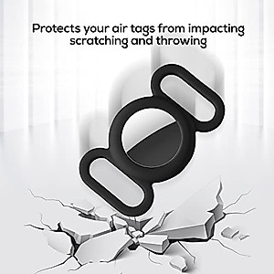 Air tag Dog Collar Holder(2 Pack), Protective Silicone Pet Collar Case for Apple Air tag 2021, Anti-Lost Air Tag Case Holder Compatible with Cat Dog Collars Charms & Pets Accessories - Black & White