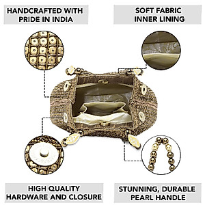 Aheli Brown Potli Bags Gift for Women Evening Bag Clutch Ethnic Bride Purse with Drawstring