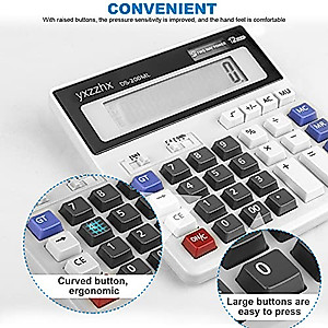 Desk Calculator 12 Digit Extra Large 4.3-Inch LCD Display, Two Way Power Battery and Solar Calculators Desktop, Big Buttons Easy to Press Used as Office Calculators for Desk