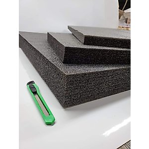 Kaizen Foam About 23'' x 23'', 57mm Thick with Knife, Choose Color and Thickness (Black, 2-1/4")