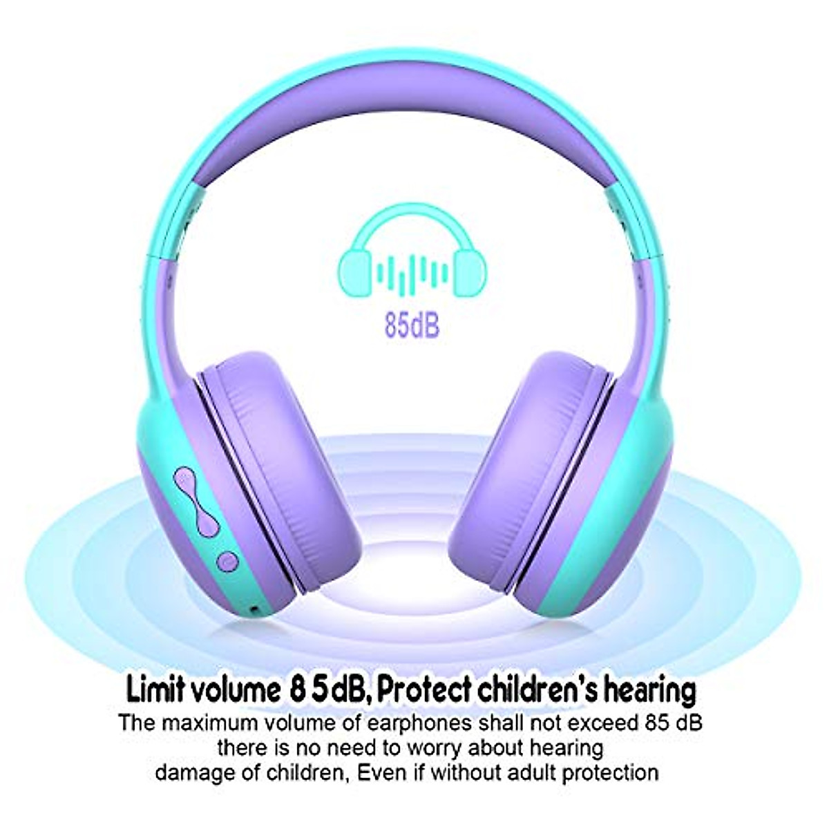 gorsun Bluetooth Kids Headphones with Microphone,Children's Wireless Headsets with 85dB Volume Limited Hearing Protection,Stereo Over-Ear Headphones for Boys and Girls (Purple)
