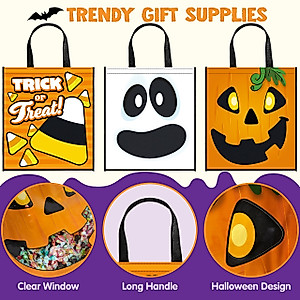 JOYIN 3 PCS Halloween Large Tote See-through Bags 22.5” x 13.75” Grocery Tote Trick or Treat Grocery Goody Bags for Trick or Treating, Grocery Shopping and More