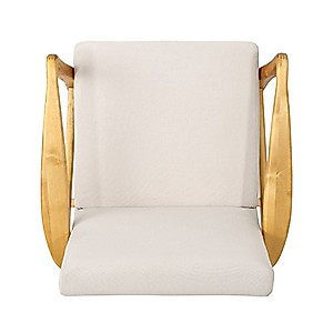 Christopher Knight Home Isaac Mid Century Modern Fabric Arm Chair, Ivory, Walnut 28.5D x 26.3W x 31.75H in