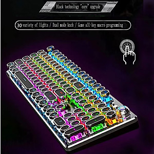 RHXWFDG Gaming Keyboard, 104 Keys Full Metal Panel Mechanical Keyboard, Waterproo&Anti-Ghosting,Computer Keyboard with Programmable Macro Keys for Laptop PC Mac