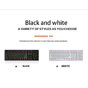 Chuang Gaming KU20 Mechnical Gaming Keyboard, RGB Backlit Wired Keyboard with Blue Switches & ABS Keycaps, Splash-Proof Function with Ergonomic Design, Black