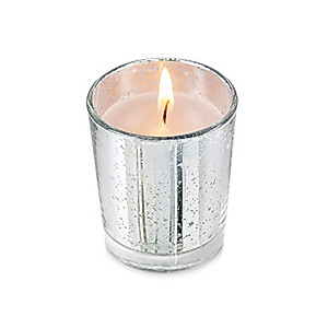 KISCO CANDLES Votive Candles with Holders 24-Pack 10 Hours | Silver Decorative Glass Home Décor | Beautiful Living Room, Kitchen, Bathroom Lighting | Long-Lasting Wax