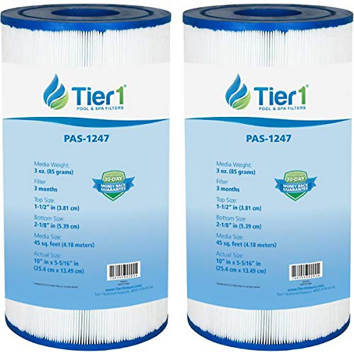 Tier1 Pool & Spa Filter Cartridge 2-pk | Replacement for Spas Freeflow Legend, Pleatco PFF50P4, Filbur FC-2401, Unicel 5CH-45 and More | 45 sq ft Pleated Fabric Filter Media