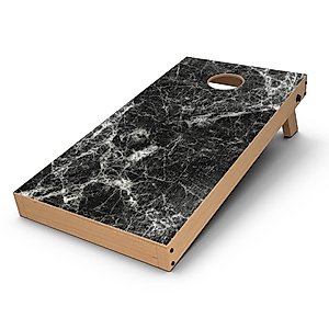 Design Skinz Marble Skin Set for Cornhole (Skin Only) - Black Scratched Marble