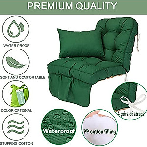 3 Pack Replacement Swing Cushions for High Back Outdoor Chair, Waterproof Deep Seat Cushions with Matching Scatter Cushion Patio Indoor Non Slip Rocking Chair Pads with Ties(Khaki 3 Pack)