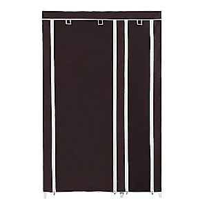 Deuxff Storage Closet,High-Leg Non-Woven Fabric Assembled Cloth Clothes Organizer,Simple Closet Shelves, Closet Storage Organizer, Extra Strong and Durable (Dark Brown, 5-Layer 6-Compartment)