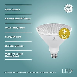 GE LED+ Dusk to Dawn LED Light Bulbs, 15 Watts, Automatic On/Off PAR38 Outdoor Floodlight, Daylight (3 Pack)