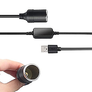 TEHUS USB to 12V DC Power Adapter - USB 5V A Male to 12V Car Cigarette Lighter Socket Power Converter for Driving Recorder DVR Dash Camera GPS(10W 0.8A Max) (0.3M/11.8in)