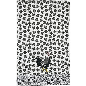 Set of 4, 100% Cotton Black & White Roosters Theme Farmhouse Kitchen Towels Set - Dish Towels, Include 2 Kitchen Towels, 1 Pot Holder & 1 Ovenmitt.