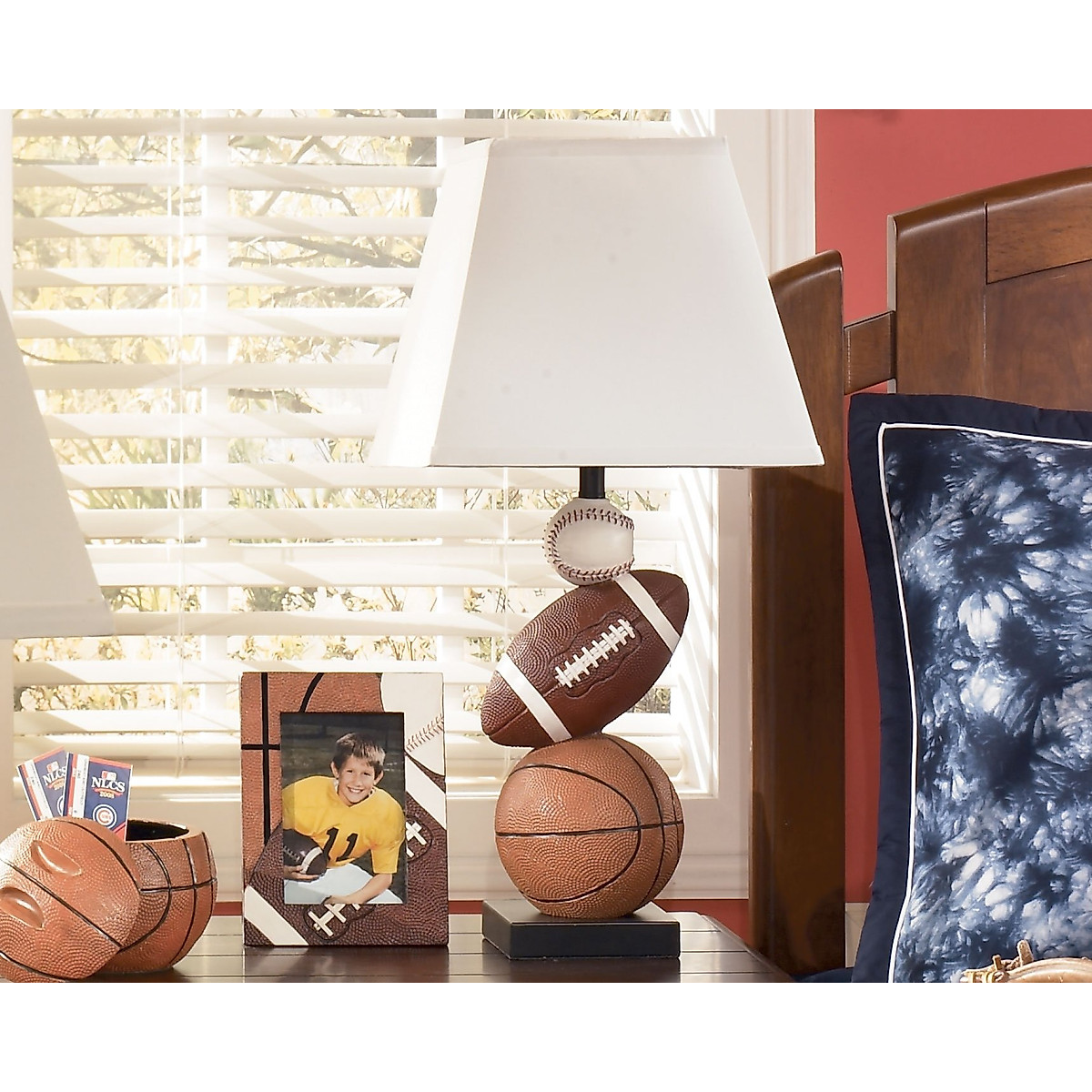 Signature Design by Ashley Nyx Youth 24" Baseball & Football Athletic Table Lamp, Brown & Orange